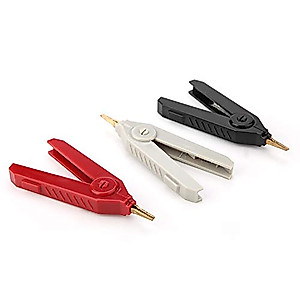 Alligator Clips, P2004 3Pcs Copper Gold Plated LCR Kelvin Test Clip 20A