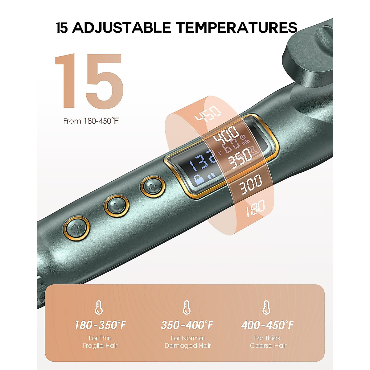 Elilier 3/8 Inch Small Curling Iron, 9mm Tiny Curling Iron Wand Barrel for Medium Long Hair, Ceramic Skinny Long Barrel Curling Iron w LCD Display, Curling Wand w Heat Glove for Styling, Tight Curls