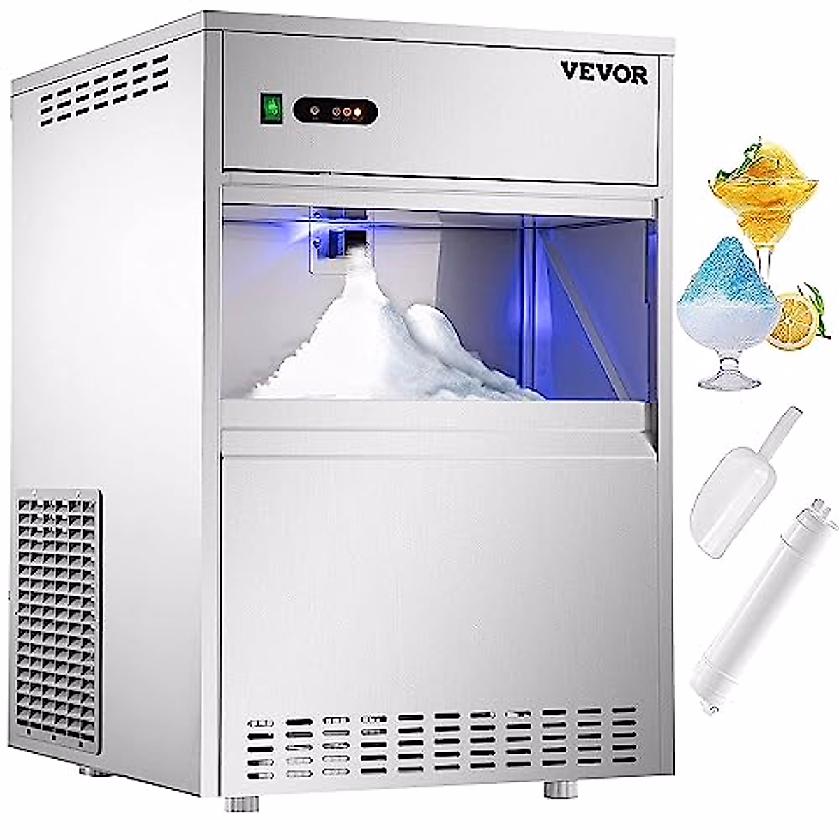 VEVOR Flake Ice Maker, 154lbs/24h Commercial Ice Maker Machine ETL Approved Food Grade Stainless Steel Flake Ice Machine for for Seafood Restaurant Laboratories etc