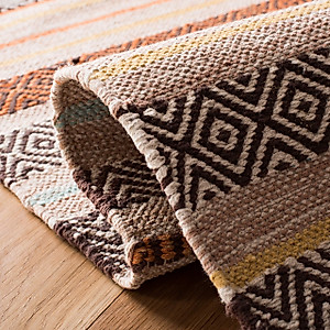 SAFAVIEH Montauk Collection Accent Rug - 3' x 5', Beige & Multi, Handmade Boho Stripe Fringe Cotton, Ideal for High Traffic Areas in Entryway, Living Room, Bedroom (MTK901A)