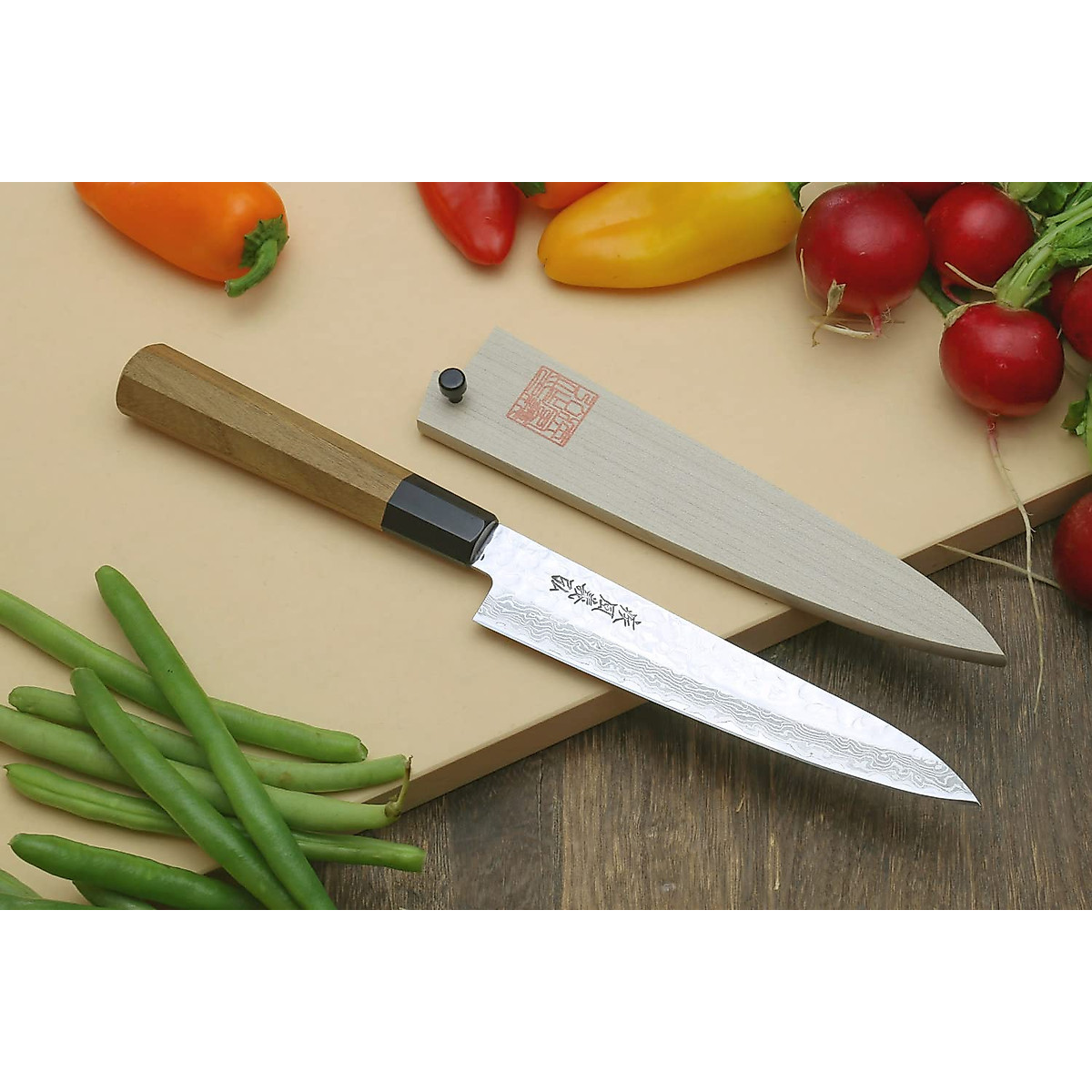 Yoshihiro 46 Layers VG10 Hammered Damascus Petty Japanese Utility Knife Ambrosia Handle (6''(150mm))