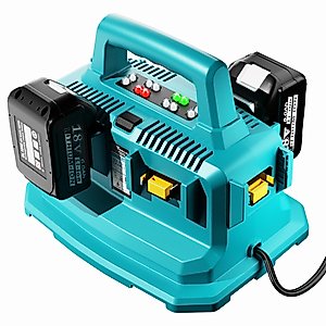 【Charge Choose Button & Wall Hole】 Replacement 6 Port Charger for Makita 18V Six Port Lithium-Ion Charger Fast Charge with Power Button,6 LED Indicators