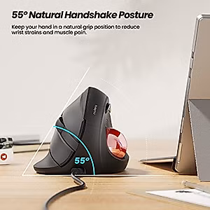 Nulea Wired Trackball Mouse for Large Hand, Vertical Ergonomic Mouse with Trackball, Easy Thumb Control with 5 Adjustable DPI, Precise & Smooth Tracking, Compatible for PC, Laptop, Mac, Windows