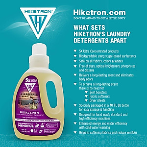 Hiketron Royal Linen Liquid Laundry Detergent, 5x Ultra Concentrated, Tough Stains Remover, Long Lasting Scent (40 Fl Oz, Pack of 1)