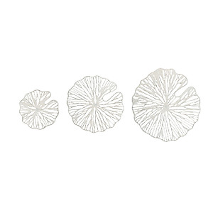 Creative Co-Op Handmade White Coral Shaped Paper & Metal Wall Décor (Set of 3 Sizes)