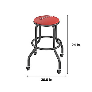 CoscoProducts COSCO All Steel, Vinyl Work Seat with Rolling Casters, 300lb Weight Capacity
