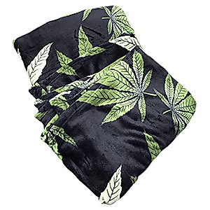 Home Must Haves Marijuana Leaf Fleece Plush Microfiber Super Soft Premium Warm Cozy Bed Blanket Throw, Black/Green, King (BLNK-Marijuana-King)