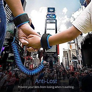 2 Pack Anti-Lost Link Walking/Swimming Wristband Link Wrist Leash for Kids & Toddlers Child Safety Wristband Autism Saftey Harness (Blue Pink/Orange)