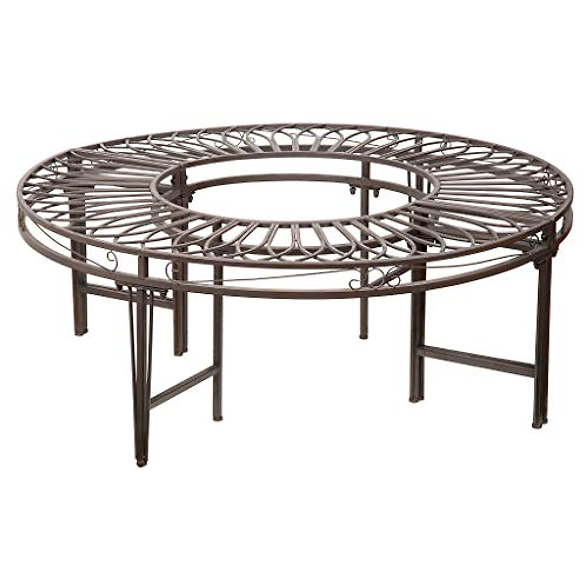 Design Toscano ZJ12063 Roundabout Circular Garden Tree Bench Seat, 47 Inch, Grey
