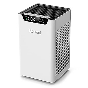 Air Purifiers for Home Bedroom Up to 1102 Sq Ft with Air Quality Sensors, H13 True HEPA Filter, 24 dB Quiet Desktop AirPurifier Clean 99.97% of Dust, Pet Hair, Smoke, Pollen, ECOWELL EAP260, White