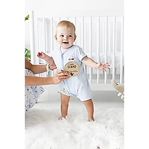 Kate & Milo Firsts Milestone Photo Prop Cards, Baby’s First Year Milestone Markers Discs, Double Sided Photo Prop Milestone Discs, Light Wood