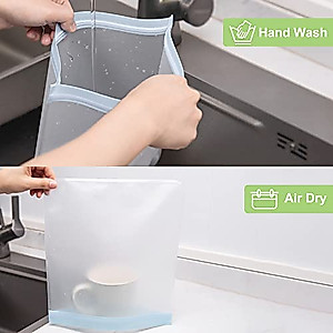 Ingeware Reusable Freezer Bags, 6 Pack Gallon Flat Reusable Freezer Bags Leakproof Resealable Freezer Bags for Meat Fruit Veggies Nuts (Blue)