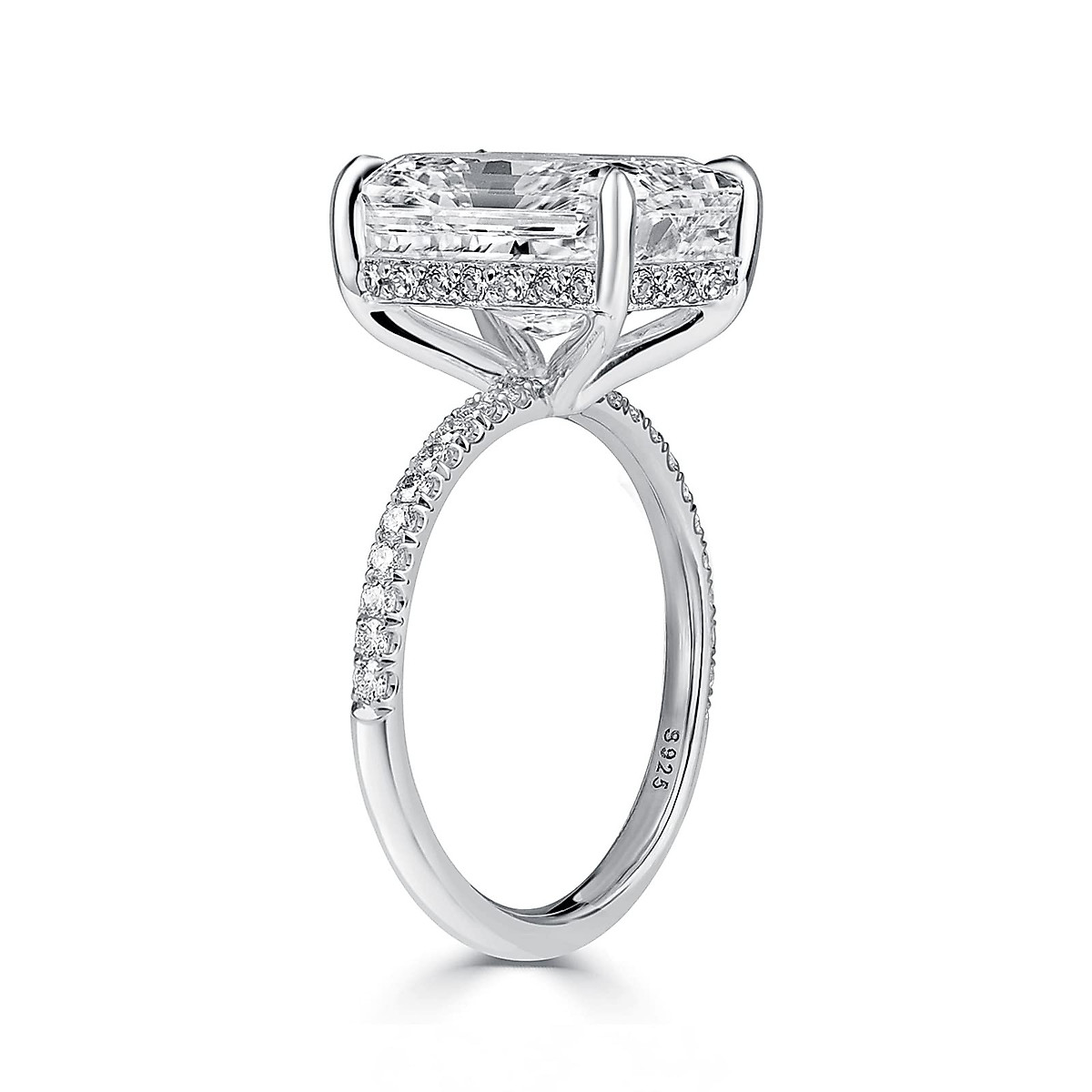 Effinny 7.0 Carat Radiant Cut Engagement Ring,Simulated Diamond White Sapphire Promise Ring for Women in 925 Sterling Silver(Size:7)