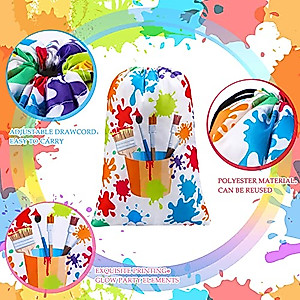 Paint Party Favor Bags Paint Party Decorations Art Paint Party Gift Bag for Kids Birthday Drawstring Gift Bag Drawstring Pouch Polyester Cloth Gift Bags for Art Painting Theme Party Supply (12 Pieces)
