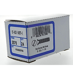 Hillman 2076 Brass Flat Head Slotted Machine Screw 6-32 x 1-1/4 24-Pack