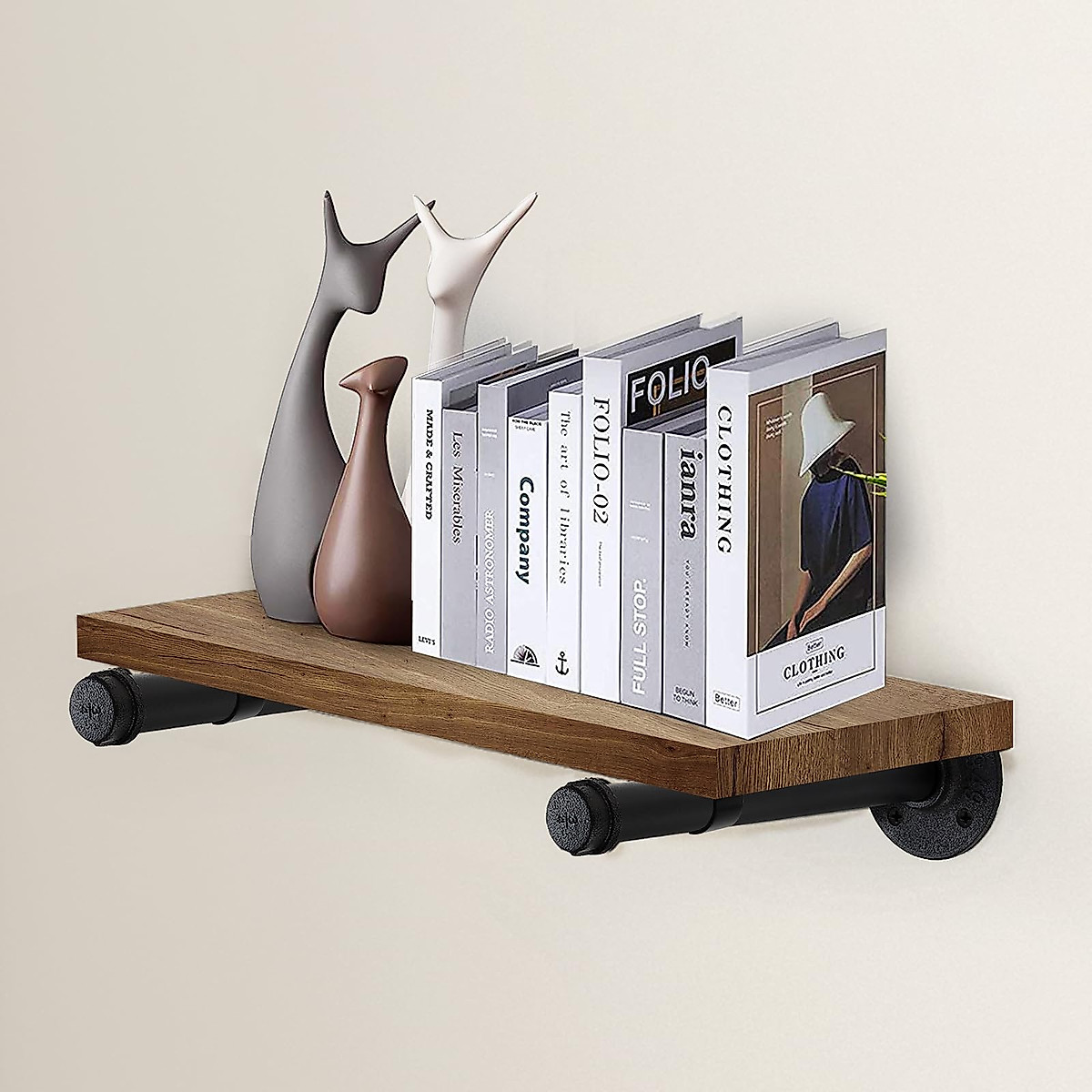 Home Expert 6 Inch Black Industrial Pipe Floating Clothing Rack Wall Mounted, Heavy Duty Garment Rack for Hanging Clothes, Multi-purpose Hanging Rod for Closet Storage, 2 Pack