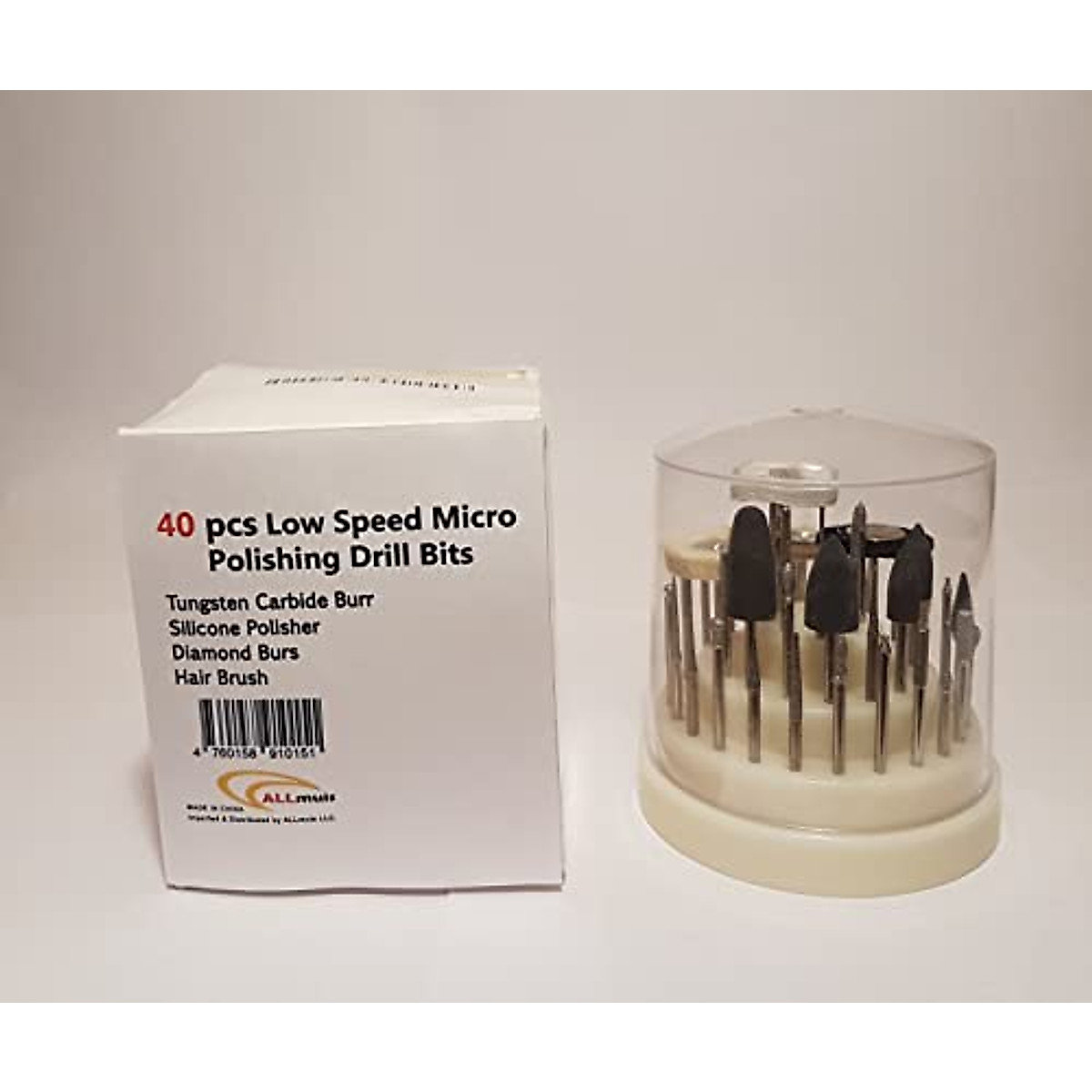 40 PCS low Speed Micro Polishing Drill Bits Include Tungsten Carbide Burr, Silicone Polishers, Diamond Burs, Hair Brush by ALLmuis