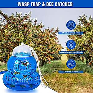 4 Pack Wasp Trap Outdoor Hanging, Yellow Jacket Killer, Carpenter Bee Traps for Outside, Bee Catcher Hornet Traps, Insects Bug Trap