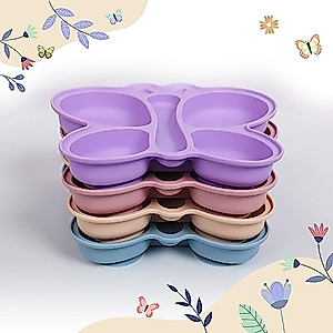 CUAIBB Suction Plates for Baby, Silicone Toddlers Plates with Suction Butterfly Shape, Divided Plates for Baby Led Weaning Supplies - Microwave & Dishwasher Safe - Pink