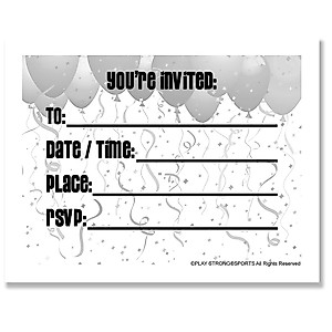 Soccer Party Invitations (Red, 4.25"x5.5") 12-PACK Postcard Party Invitation Stationery for players, coaches and fans birthday parties, team parties and special events!
