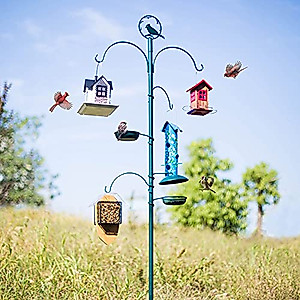 Kingsyard Metal Bird Feeders for Outdoors Hanging, 6-Ports Tube Bird Feeder, 14 inch, Durable & Weatherproof, Large Capacity for Attracting Wild Birds (Yellow)