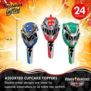 Treasures Gifted 24ct Power Rangers Cupcake Toppers & Wrappers - Officially Licensed Power Rangers Birthday Party Supplies - Power Rangers Cake Decorations - Power Rangers Cake Toppers