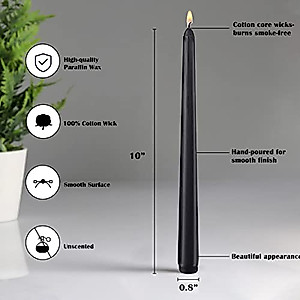 Black Taper Candles, 12 Pack 10 Inch Candlesticks for Dinner Wedding Party and Home Decoration