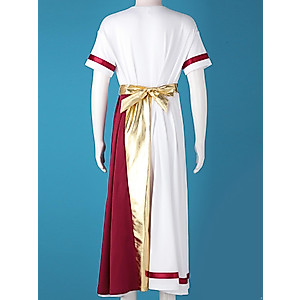 JanJean Kids Greek Robe Costume Girls Ancient Greece Roman Athena Toga Dress Halloween Festival Cosplay Costume White 14 Years
