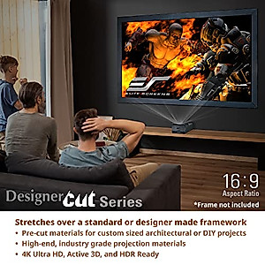 Elite Screens Designer Cut 123 inch Diag. 16:9, 8K 4K Ultra HD Ceiling Light Rejecting and Ambient Light Rejecting (CLR/ALR) DIY Raw Projector Screen Material for Movie Home Theater, RM-123H-CLR2