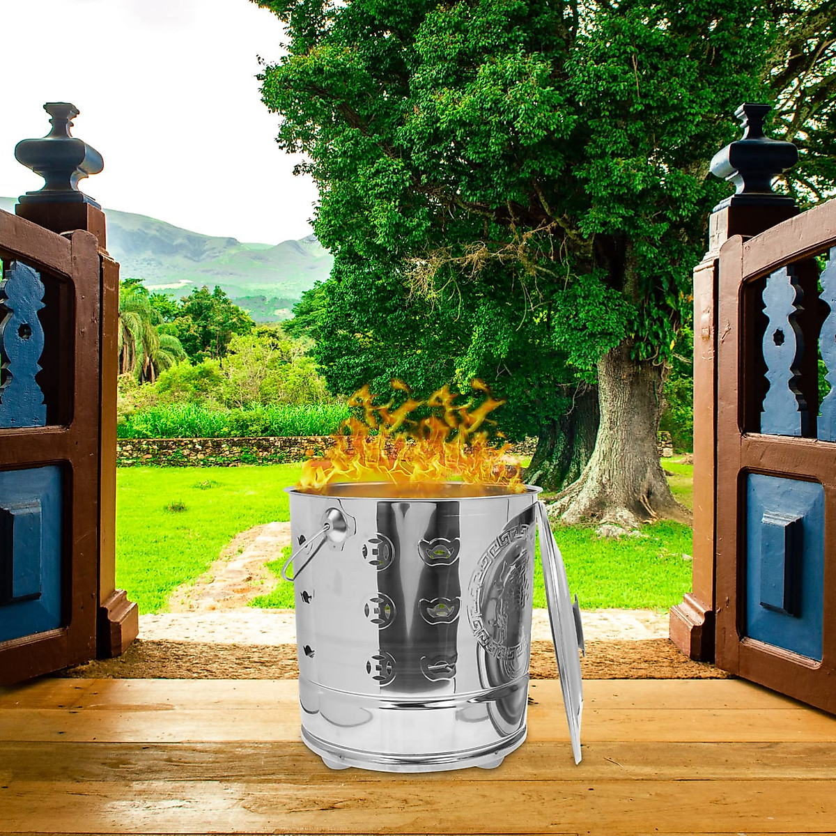 Operitacx Stainless Steel Burn Barrel Incinerator Cage Metal Fire Pit Garden Fire Cage Yard Debris Burn Incinerator Bin for Garden Paper Leaf Trash Wood Backyard Bonfire