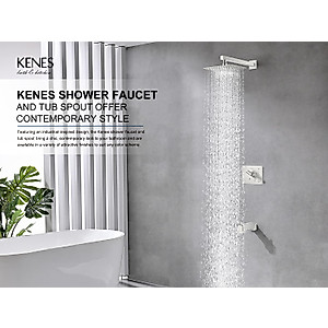 KENES Brushed Nickel Shower Faucet, Tub and Shower Trim Kit with 8-Inch Rain Shower Head, Modern Single-Spray Shower Faucet Set, KE-6024A (Shower Valve Included)