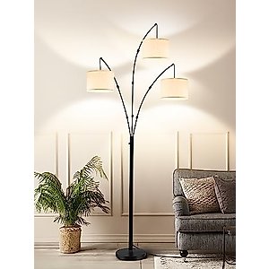 LEDIARY 3 Light Arc Floor Lamp, 82.7" Modern Black Floor Lamp for Living Room, 2400LM Tall Standing Lamp, Mid Century Tree Floor Lamp for Bedroom Office, 3 LED Bulbs Included