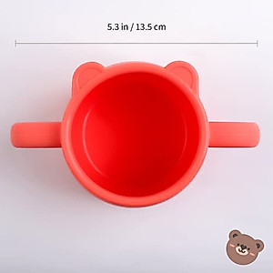 BLUE GINKGO Silicone Toddler Cups - Open Cup for Baby with Handles | Made in Korea | 8oz Training Open Cups for Toddlers 1-3 (Coral)