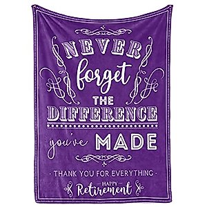 InnoBeta Retirement Gifts for Women, Never Forget The Difference You Have Made, Purple Flannel Throws Blanket, Congratulation Gifts for Retirees for Friends, Teachers, Nurses 50"x 65"
