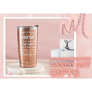 Onebttl Administrative Professional Day Gifts for Administrative Assistant, Secretary, 20 oz Stainless Steel Tumbler for Women - Thank You - Rose Gold