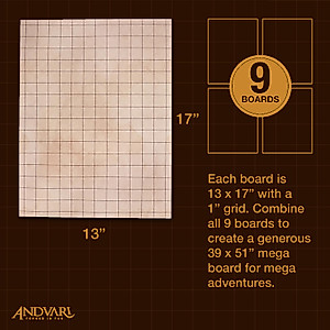 Battle Mat with Grid for Role Playing Game - 9 Pack Mega Pack Andvari Battle Boards
