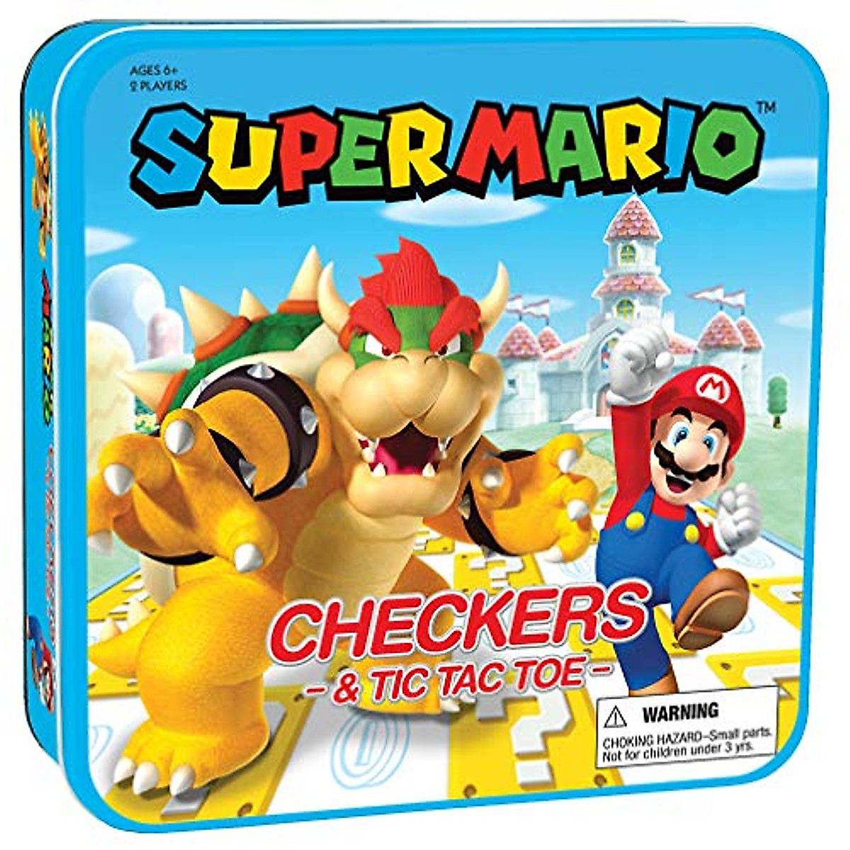 USAOPOLY Super Mario Checkers & Tic-Tac-Toe Collector's Game Set for 2 players | Featuring Mario & Bowser | Collectible Checkers and TicTacToe Perfect for Mario Fans, Model Number: CM005-637-002001-06