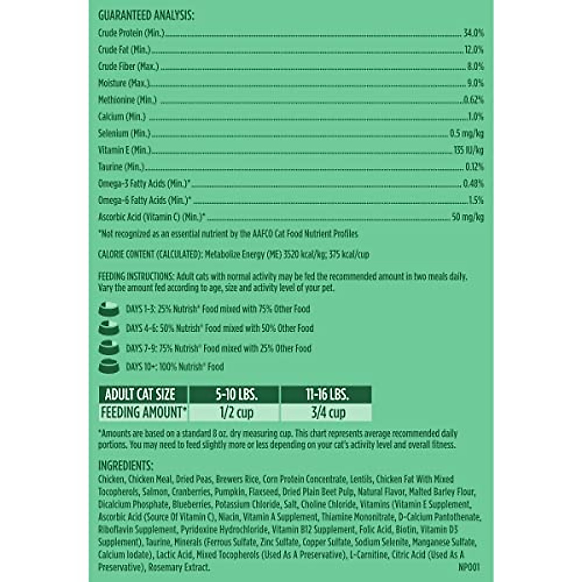 Rachael Ray Nutrish Indoor Complete Premium Natural Dry Cat Food, Chicken with Lentils & Salmon Recipe, 14 Pounds (Packaging May Vary)