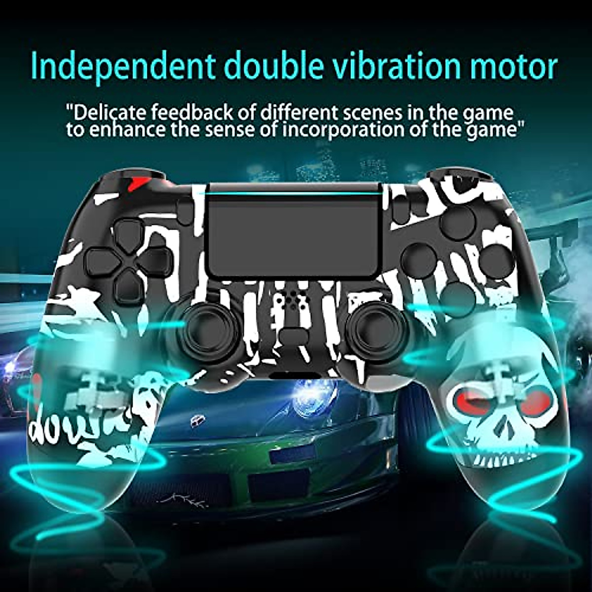 SZDILONG Wireless Controller for PS4 Gamepad Compatible with Playstation 4/Pro/Slim/PC,Double Shock/Bluetooth/Touchpad/Stereo Headphone Jack/Six-axis Motion Control/Charging Cable