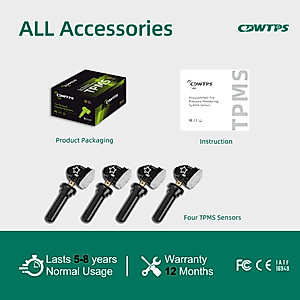 TPMS Sensor GM 4-Pack, 315MHZ Tire Pressure Monitor System for GM| GMC | Chevy | Buick | Cadillac Replace#13598771,13598772,13586335,13581558,20923680