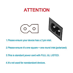 Cable Nahao 6 Ft AC Power Cord Compatible with Vizio TV E Series: E221-A1, E221-A1, E291-A1, E231-B1, E231i-B1; SmartCast E43-E2 LCD Monitor SB3621n-E8 SB3821-C6 SB3851-CO SB4051-C0 Sound Bar