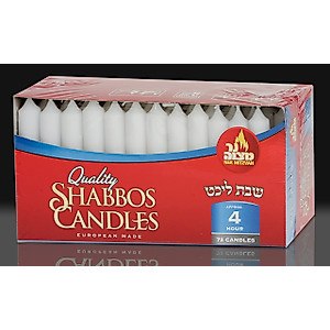 Ner Mitzvah Classic White Taper Candles – 7 Inch Candles - 60 Bulk Pack - for Shabbat Candles, Dinner Tables, Restaurants, Ceremonies and Emergency - 6 Hour Burn Time