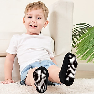 ZAPLES Baby Non Slip Grip Ankle Socks with Non Skid Soles for Infants Toddlers Kids Boys Girls, Assorted 9 Pack, 6-12 Months