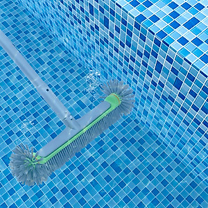 Sepetrel Pool Brush Head for Cleaning Pool Walls,Heavy Duty Inground/Above Ground Swimming Pool Round Scrub Brushes with Premium Strong Bristle & Reinforced Aluminium Back,Grey