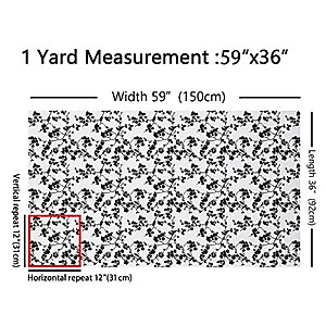 Cherry Blossom Fabric by The Yard, Japanese Style Upholstery Fabric for Chairs Sofa, Sakura Floral Themed Waterproof Fabric, Abstract Flower Material by The Yard, Black White, 10 Yards