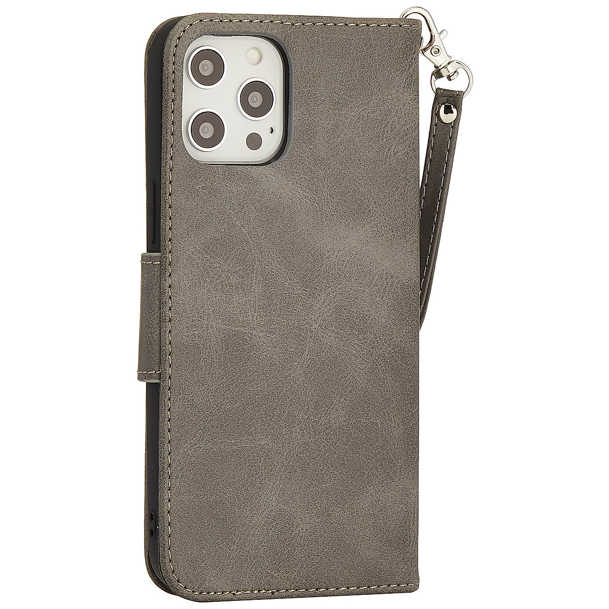 GLOW Co., Ltd. iPhone 12 Pro Max Notebook Type Case with Strap, Gray, Tempered Glass & Stylus Pen 407-2-01