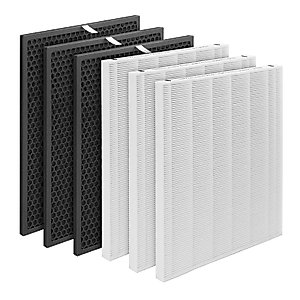 GoKBNY 116130 True HEPA Replacement Filter H Compatible with Winix 5500-2 Purifier and Models AM80, 3-Set Include 3×True HEPA Filters + 3×Activated Carbon Filters
