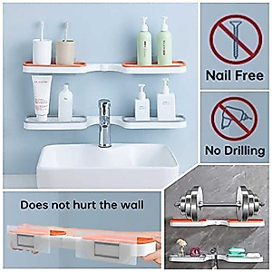ZBYCYZ Bathroom Corner Punch-free Rack,180 Degrees Rotation Storage Rack Corner Shower Shelves,Drain Hole Design-No Drilling Installation,Wall Mount Shower Caddy (grey)