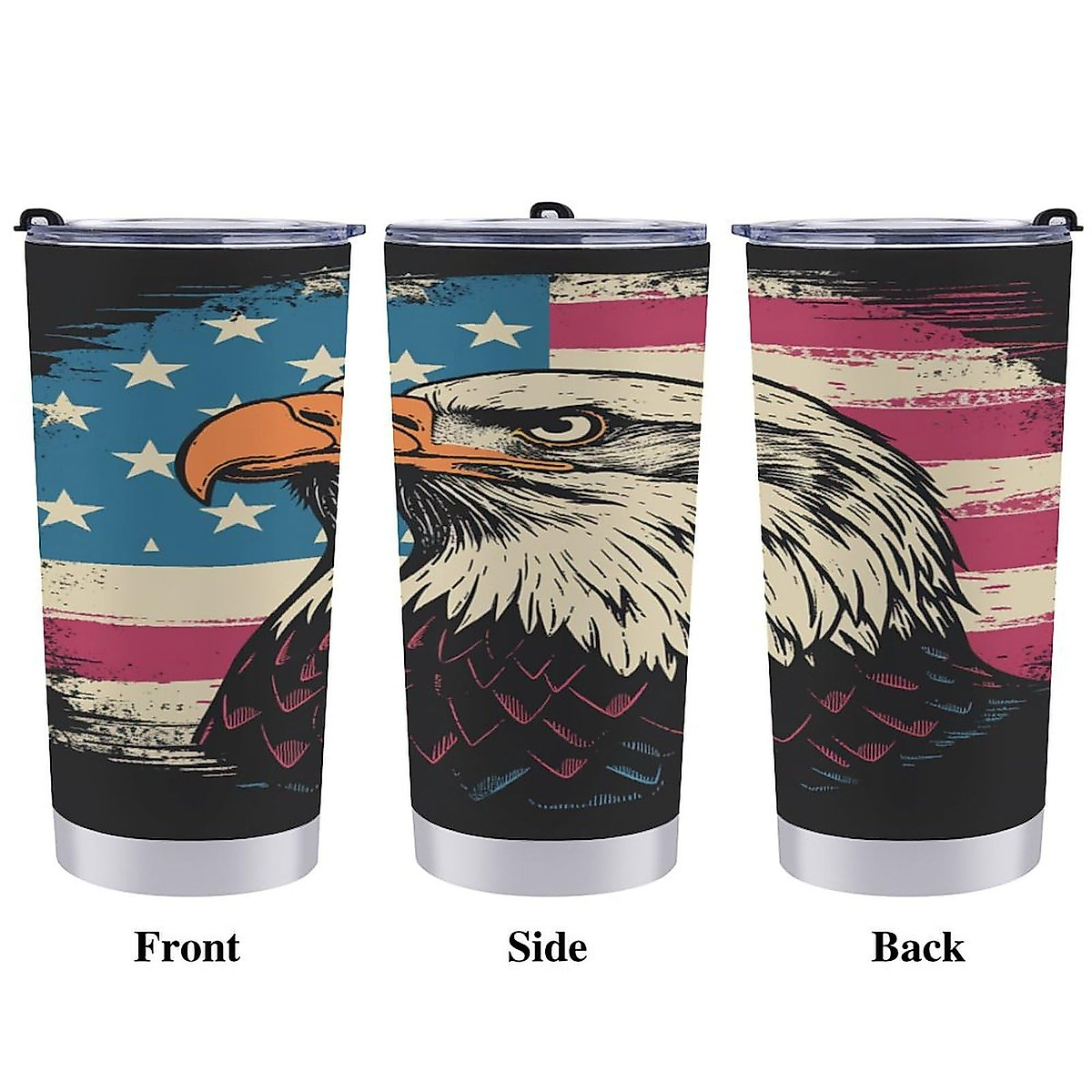 zxxpensy 20 Oz Tumbler Travel Cup Eagle Mid-Century Water Bottle, Stainless Steel Vacuum Insulated Coffee Mug with Straw Lid And Cleaning Brush