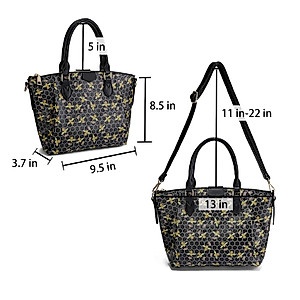 Designer Handbags for Women Double Top Handble Purse with Roomy inner Pockets and Detachable Shoulder Strap (Black)